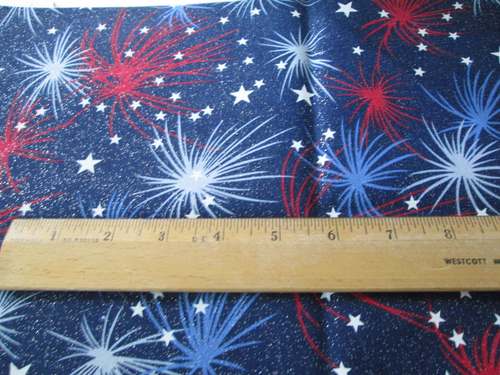 Patriotic Red White & Blue Fireworks Print Fabric w/ White Stars 44 ...