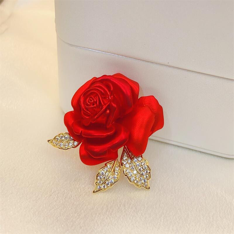 Temperament Red Rose Brooch High-end Suit Accessories Pins Design ...