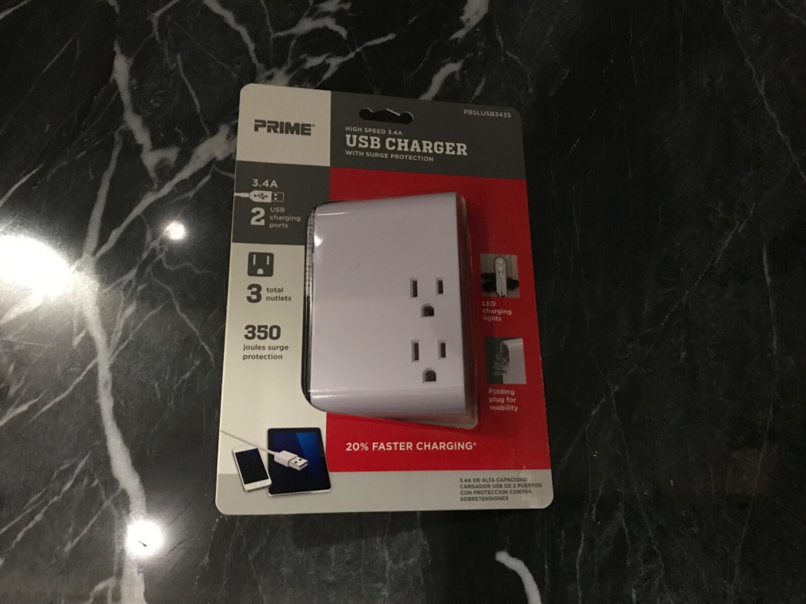 Prime High Speed 3.4A USB Charger With Surge Protection PBSLUSB343S | eBay