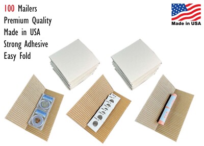 100 Economy Mailers Adhesive Corrugated Cardboard Coin Slabs / 2x2 ...