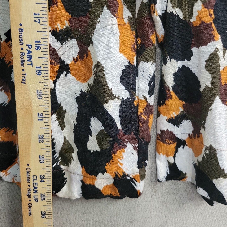 Hot Cotton Linen Jacket Top Shacket Womens Small Drawstring Hem Full ...