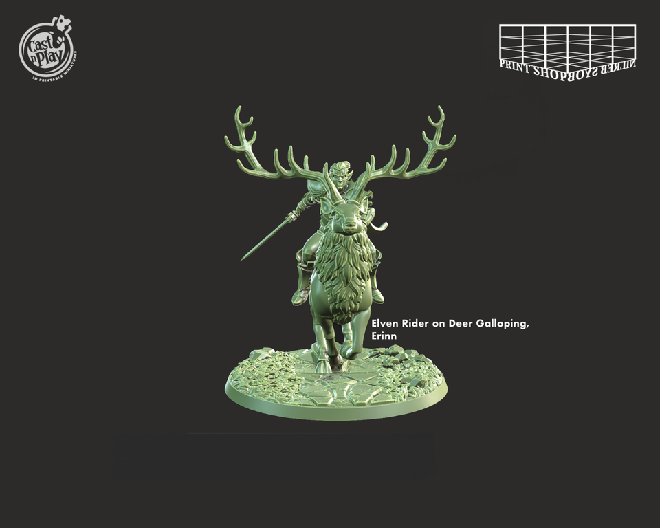Elf Soldier Miniatures Set Elf Tab On Deer Figurine for Ttrpg's Like ...