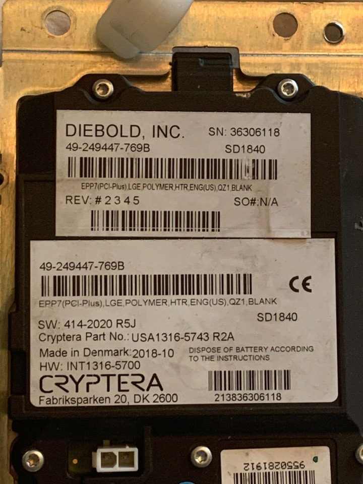 Diebold 49-249447-769B EPP7 PCI-Plus POLY HTR ENG(US) | eBay