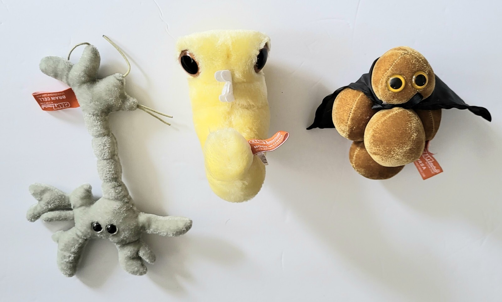 GIANT MICROBES PLUSH LOT, BRAIN CELL, MRSA AND BOOKWORM | eBay