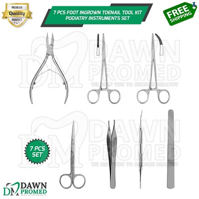 7 Pcs Foot Ingrown Toenail Tool Kit German Grade Podiatry Instruments ...