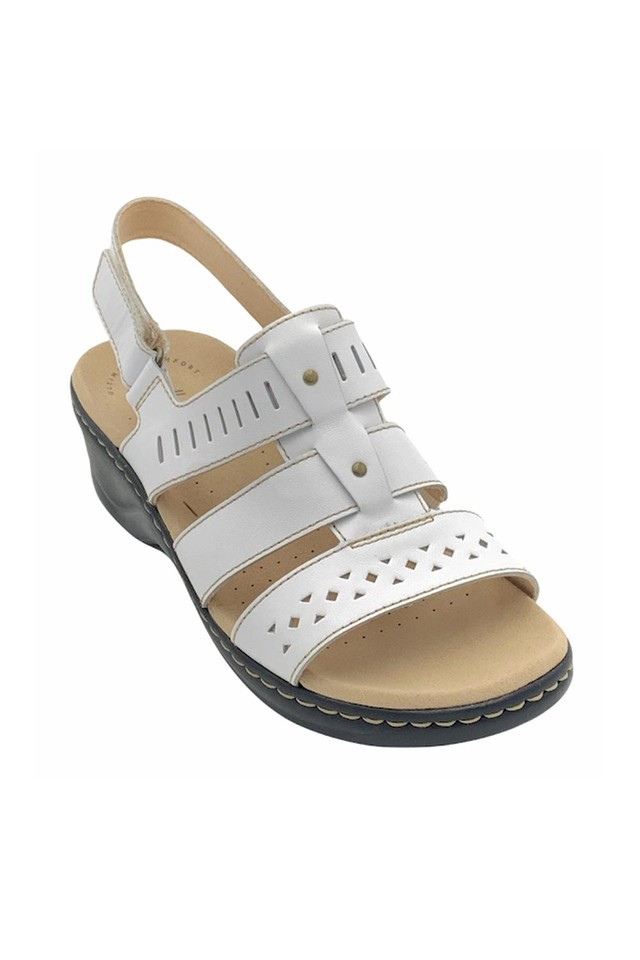 Clarks Collection Leather Cut-Out Sandals Lexi Qwin White | eBay
