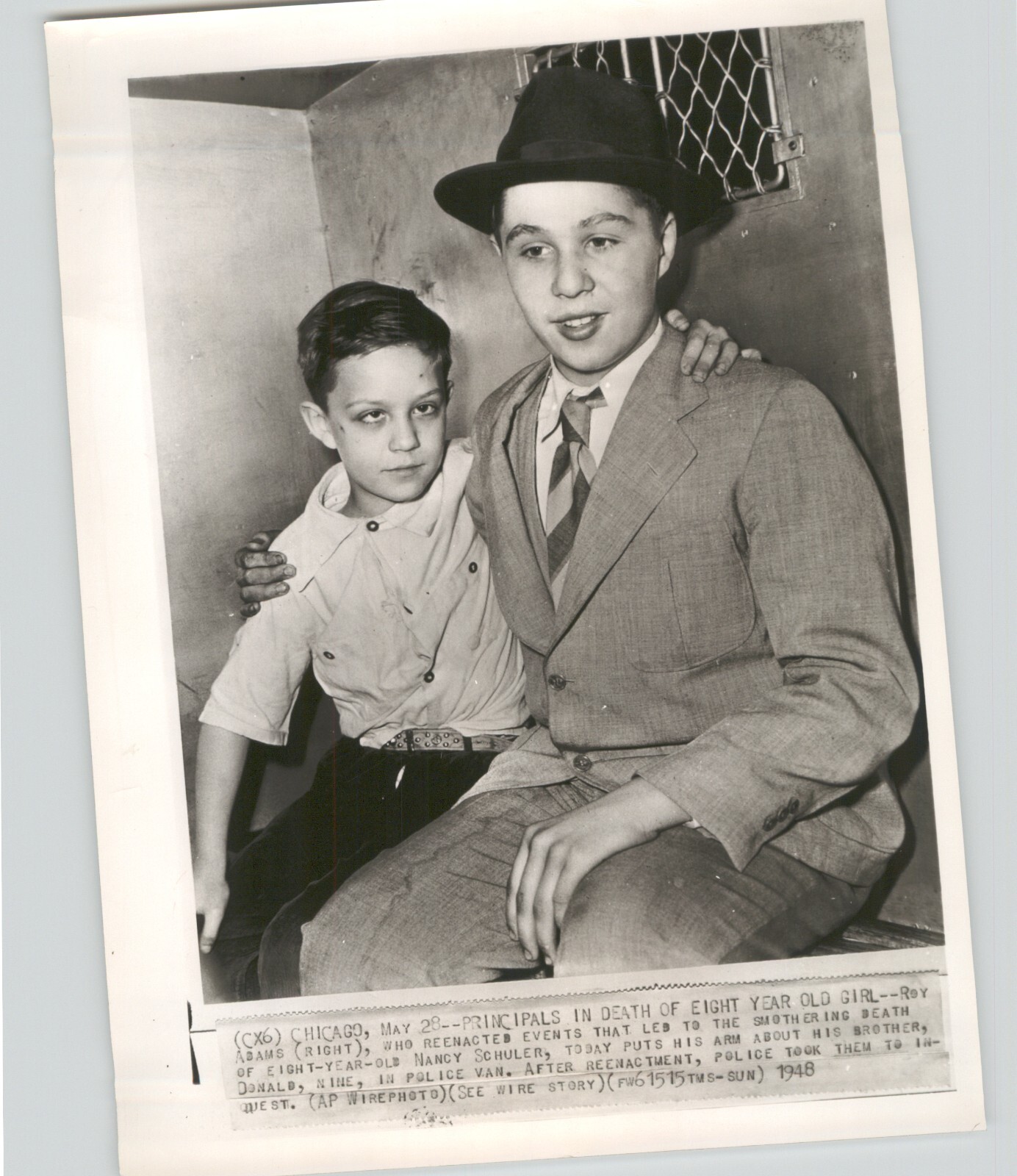 ROY ADAMS & Brother of NANCY SCHULER Slaying Case CRIME 1948 Press ...