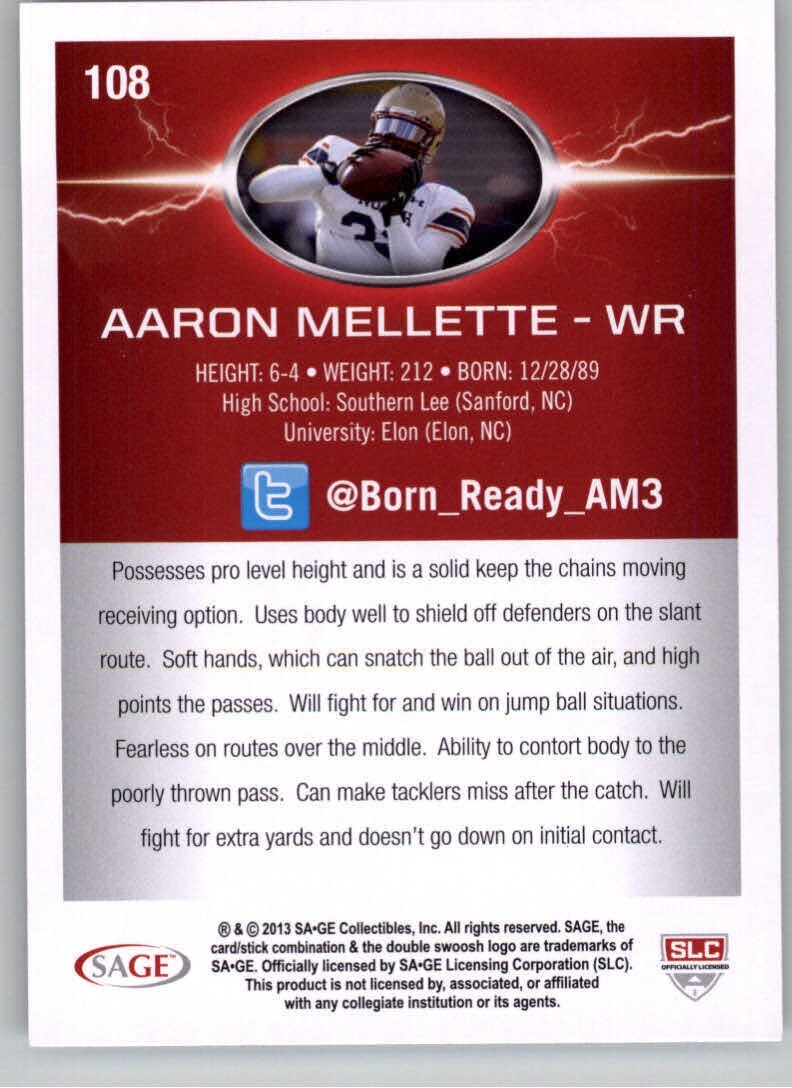 2013 SAGE HIT #108 Aaron Mellette NL | eBay