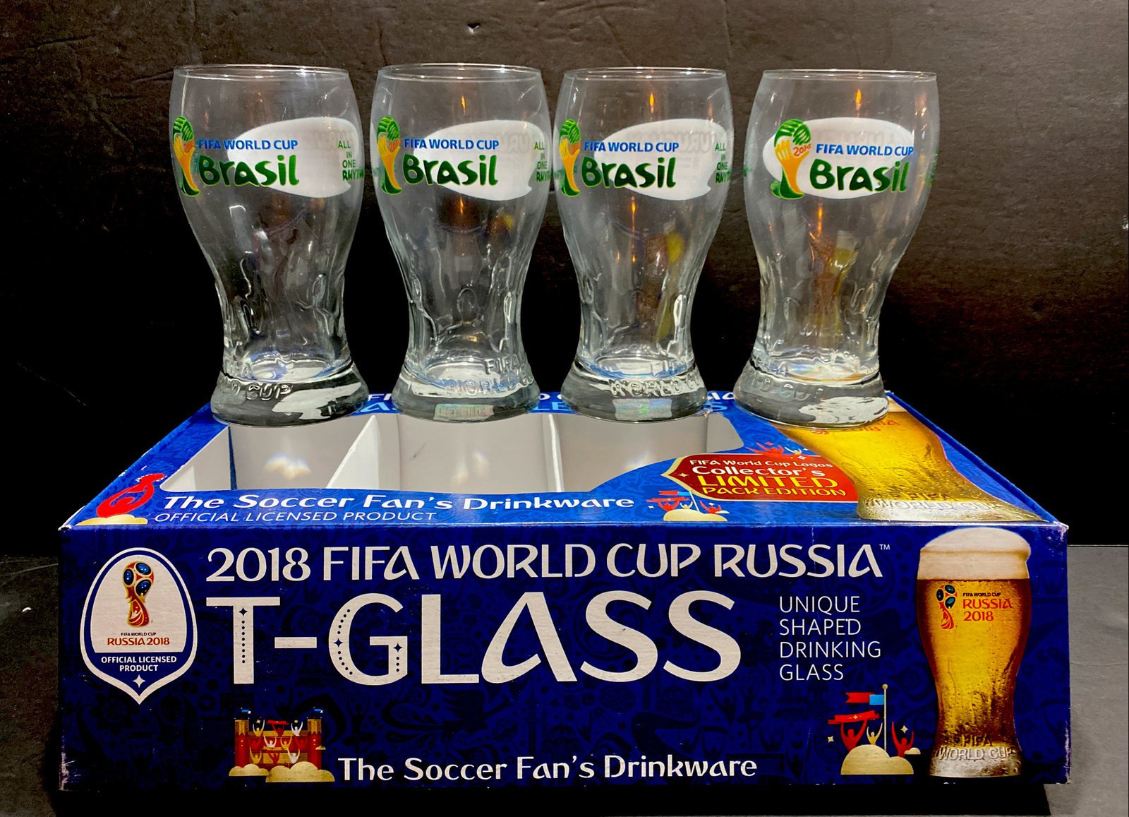 2018 Fifa World Cup Russia T-Glass Unique Shaped Drinking Glass 4 Pack ...