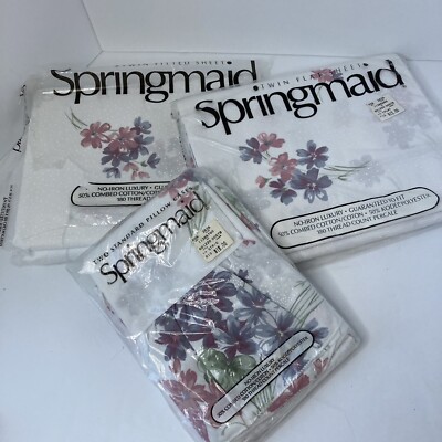 VTG Springmaid Amanda’s Garden Twin Flat & Fitted Sheet 2 Standard ...