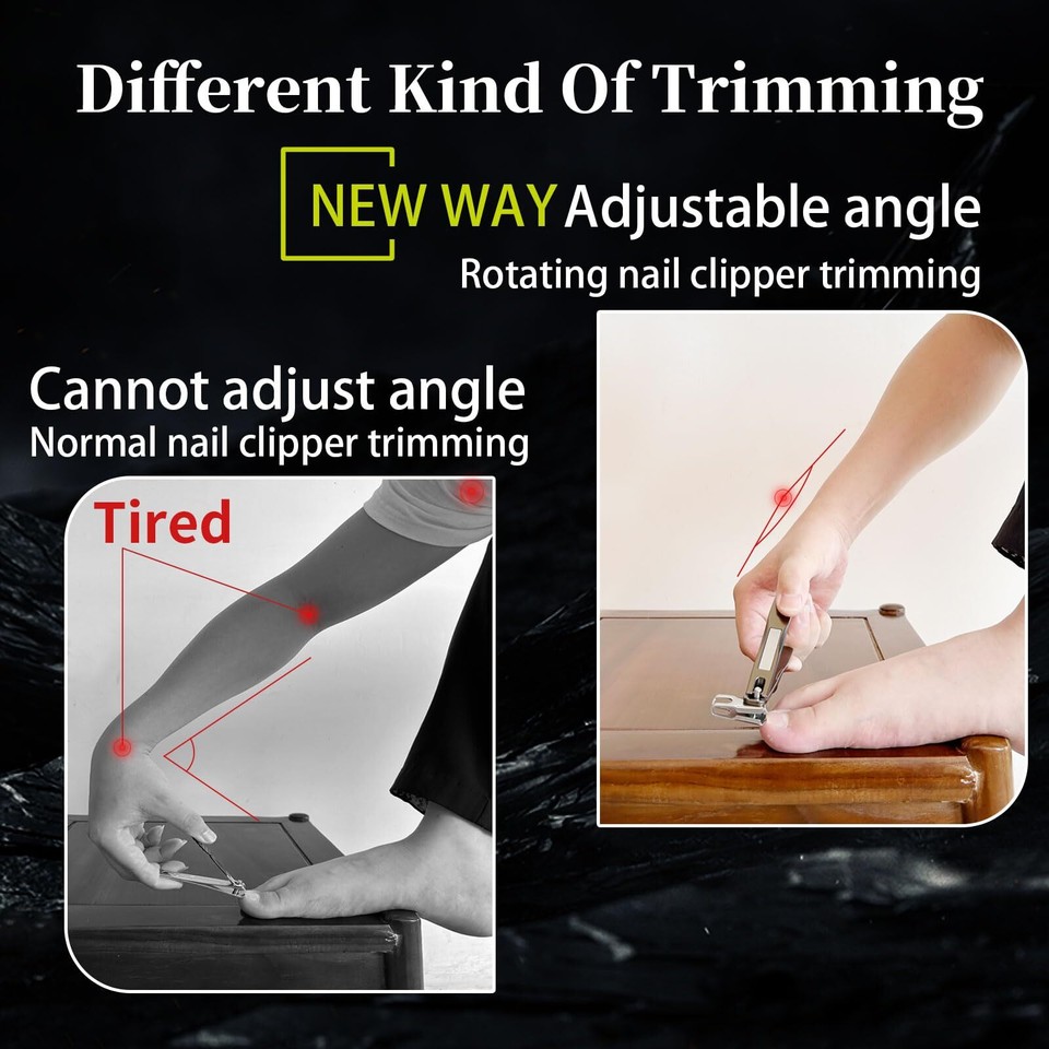 360 Degree Rotating Toe Nail Clippers for Seniors Long Handle ...