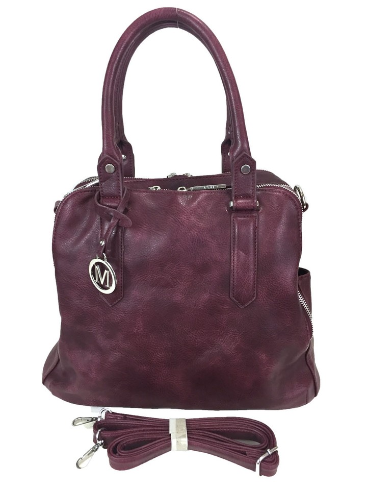 Zzfab Leatherette Triple Compartments Purse & Wallet Set Maroon HJBT333 ...