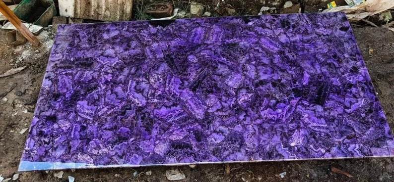 Amethyst Gemstone Dining Table Tops, Handmade Furniture, Amethyst Stone ...