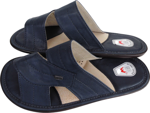 Hausschuhe - Latschen, Gr.40 Echt Echt LEDER, BLAU **Komfortweite**(12. ...