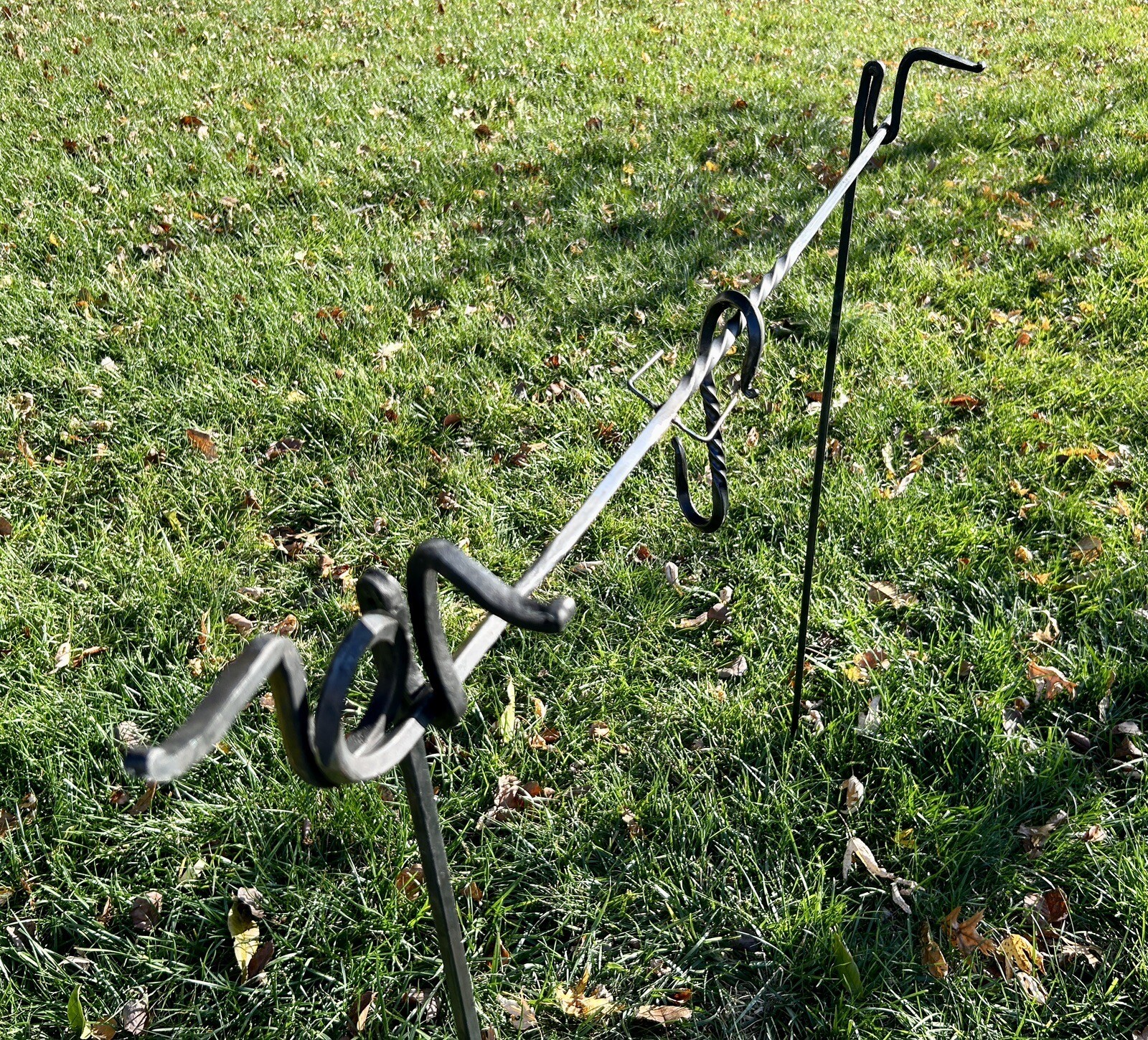 3 Hook Hand forged Rustic Cowboy Portable Campfire Fire Spit and Tripod ...