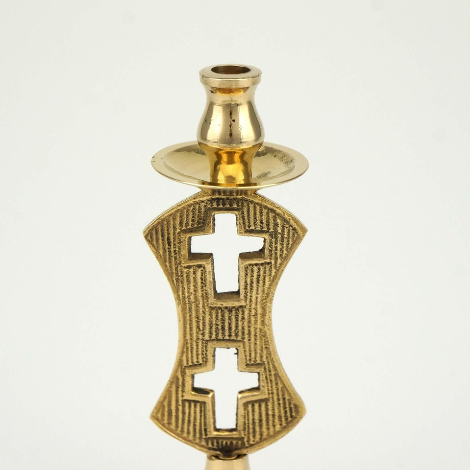 Cross Design Brass Candle Holder - Christian Candlestick Orthodox ...
