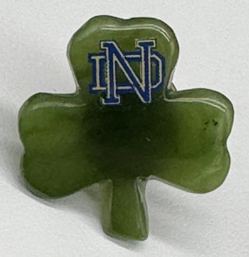 VTG Clover U of Notre Dame ND Monogram Nephrite Jade Lapel Pin Fighting ...