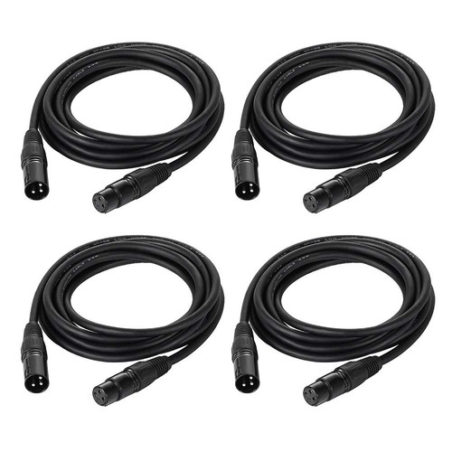 10ft / 3.04m DMX Cable, 4 Packs 3 Pin DMX Cables DMX Wires, DMX512 XLR ...