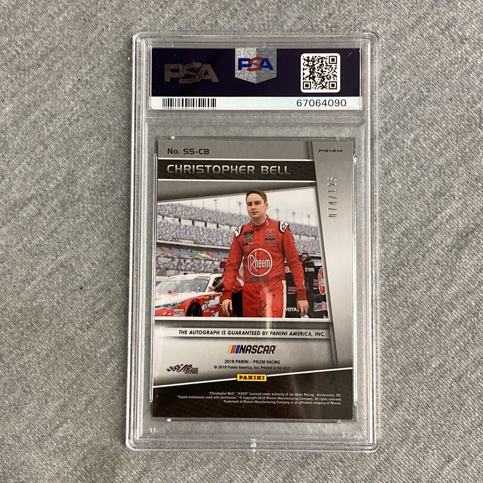 2018 Panini Prizm Racing Christopher Bell Scripted Signatures RWB PSA 9 ...