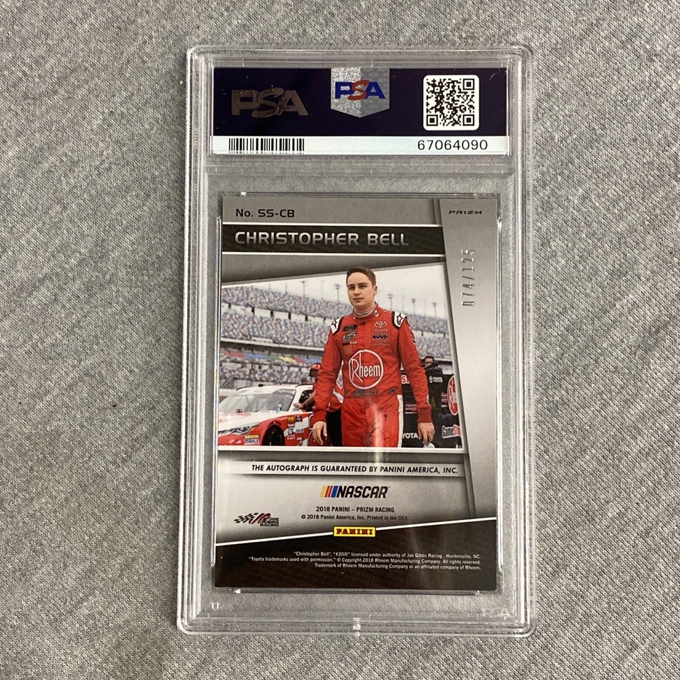 2018 Panini Prizm Racing Christopher Bell Scripted Signatures RWB PSA 9 ...