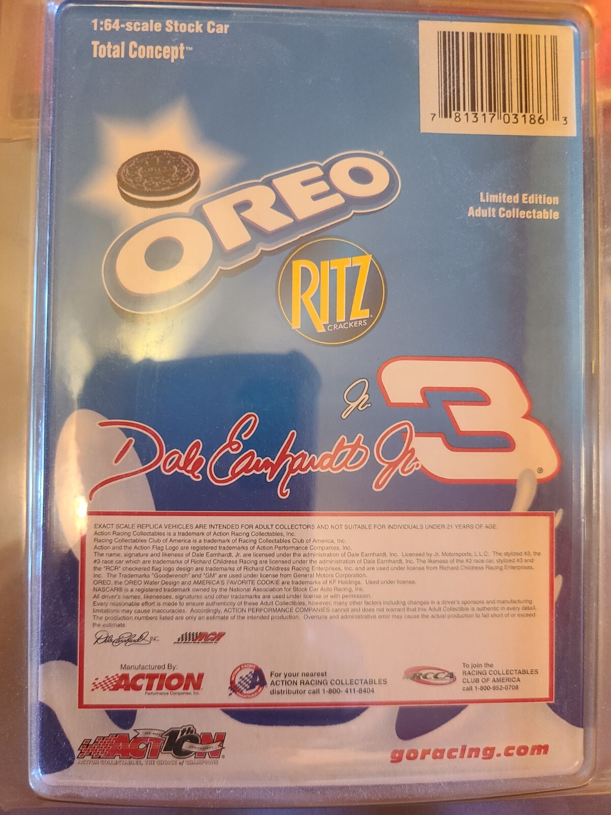 Dale Earnhardt Jr NASCAR Action Diecast Toy Car 2002 Monte Carlo Oreo ...