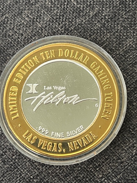 LIMITED EDITION 10 DOLLAR GAMING TOKEN-LAS VEGAS HILTON .999 FINE ...