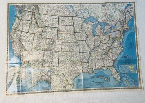 Unique Folded Paper From 1978 Map of USA/National Geographic Magazine ...