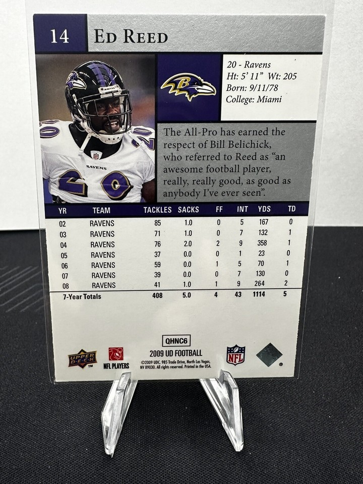 💥2009 Upper Deck Ed Reed Baltimore Ravens #14 | eBay