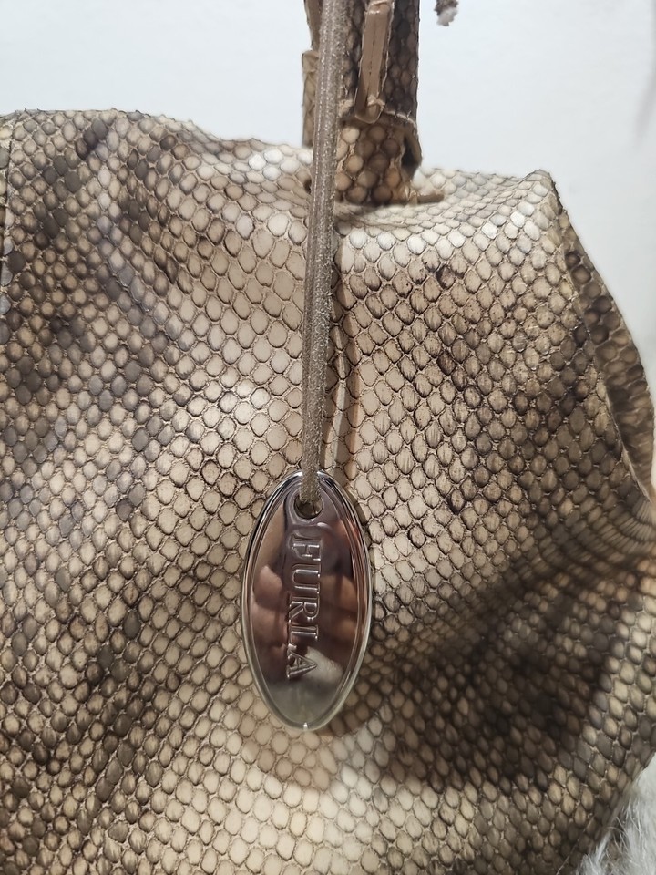 Furla Python Embossed Leather Hand Bag | eBay