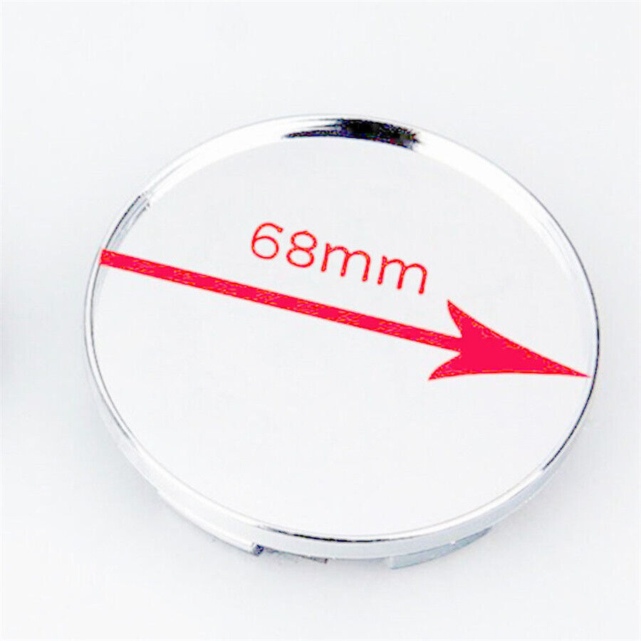 4Pcs Wheel Rim Center Hub Caps Cover 68MM Car Accessories Chrome Silver ...