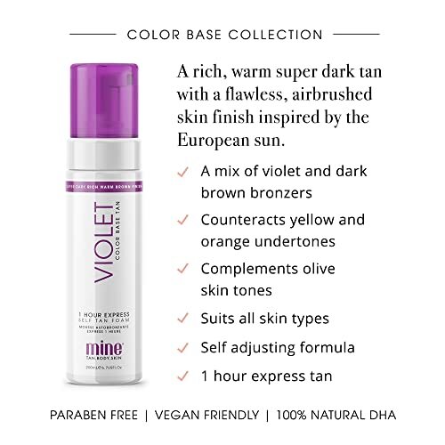 MineTan Color Correcting Violet Self Tanner Mousse - Self Tanning Foam ...