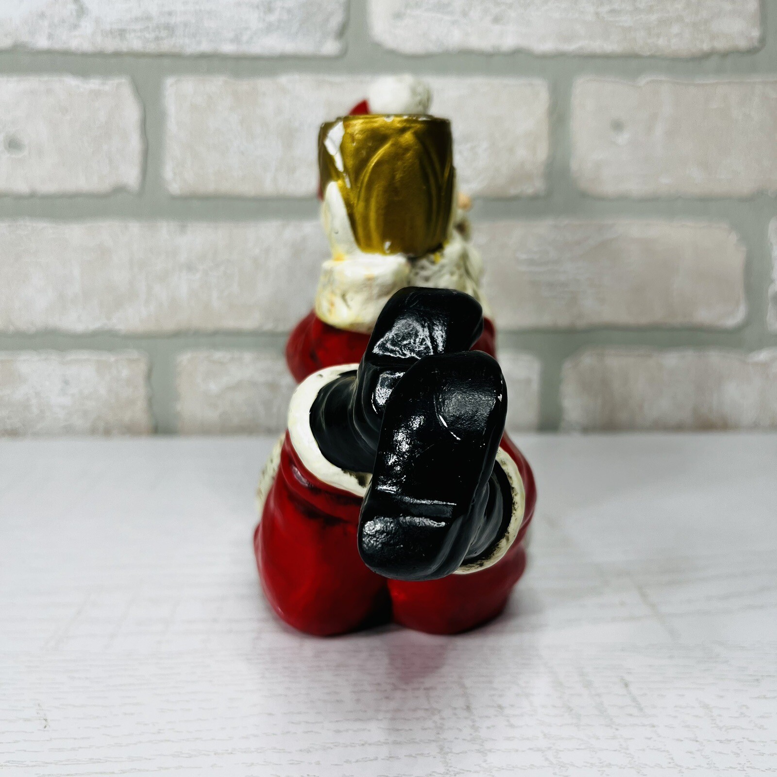 Vintage MCM Christmas Santa Claus Candle Holder Reclining Candlestick ...