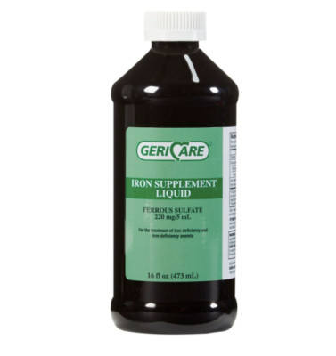 Geri-Care Iron Supplement Liquid - 220 mg/5 mL - 16 oz Lot of 6 Bottles ...