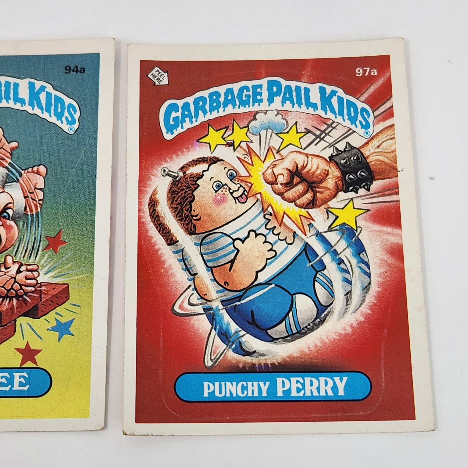 VINTAGE 1980's GARBAGE PAIL KIDS CARD STICKER 94a 97a BRUISED LEE ...