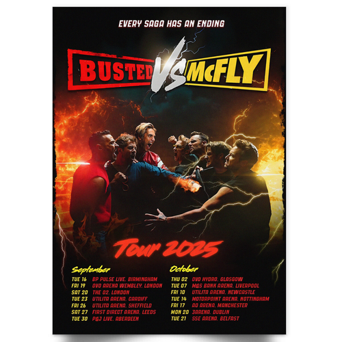 Busted Vs McFly Concert Poster 2025 UK Tour Gift Reveal For Busted ...