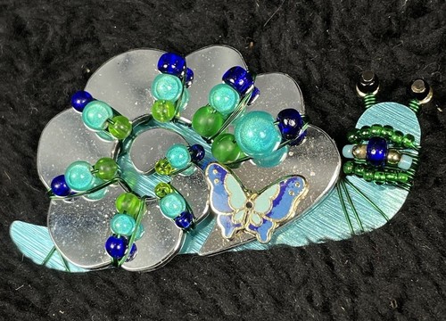 LIZTECH Snail Brooch Pin 02' RARE Retired 2002 Artisan Bead Signed 2.25 ...