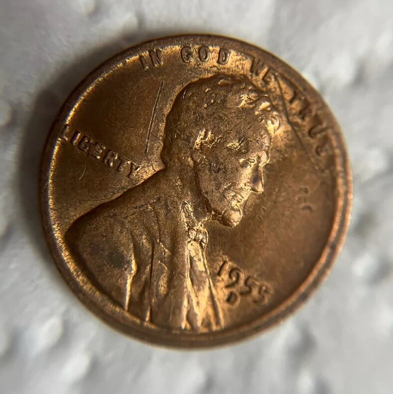 RARE 1955-D Wheat Penny Offset Error Coin Reverse & Obverse L On Rim ...