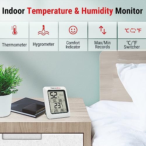 ThermoPro TP50 Digital Thermo-Hygrometer Indoor Room Thermometer with ...