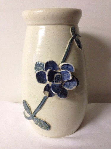 Signed Steve TURPIN 1994 Ceramic Vase Pottery Pot Blue Flower Large | eBay