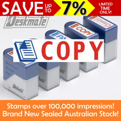 COPY Deskmate Pre Inked Office Stamp Refillable Rubber Stamp w Coloured ...