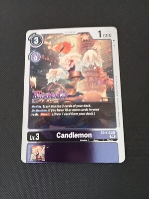 Digimon Beelzemon Cup Stamped Holo / Foil Promo Card ST14-03 Candlemon ...