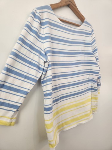 Sz M Talbots Stripe Cotton Jersey Knit Top Shirt Spring Colors 3/4 ...