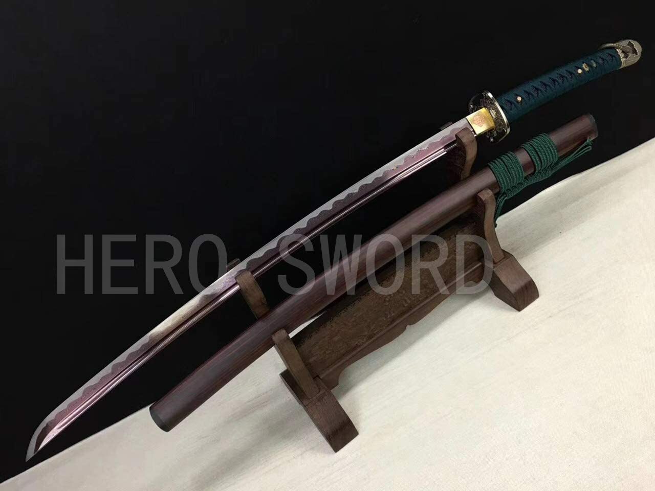 Purple Blade Katana Damascus Folded Steel Japanese Samurai Sword Very ...