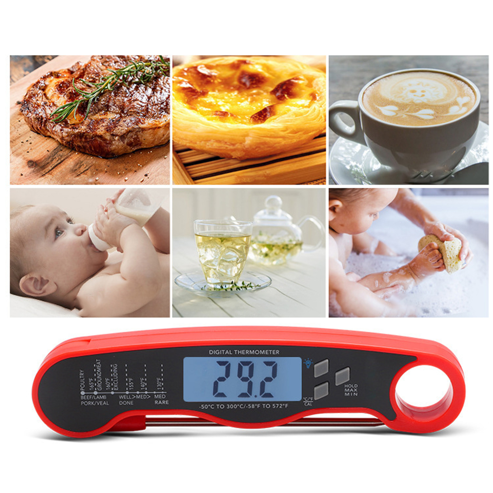 Grill Thermometer Quick Response Measurement Digital Food Bbq ...