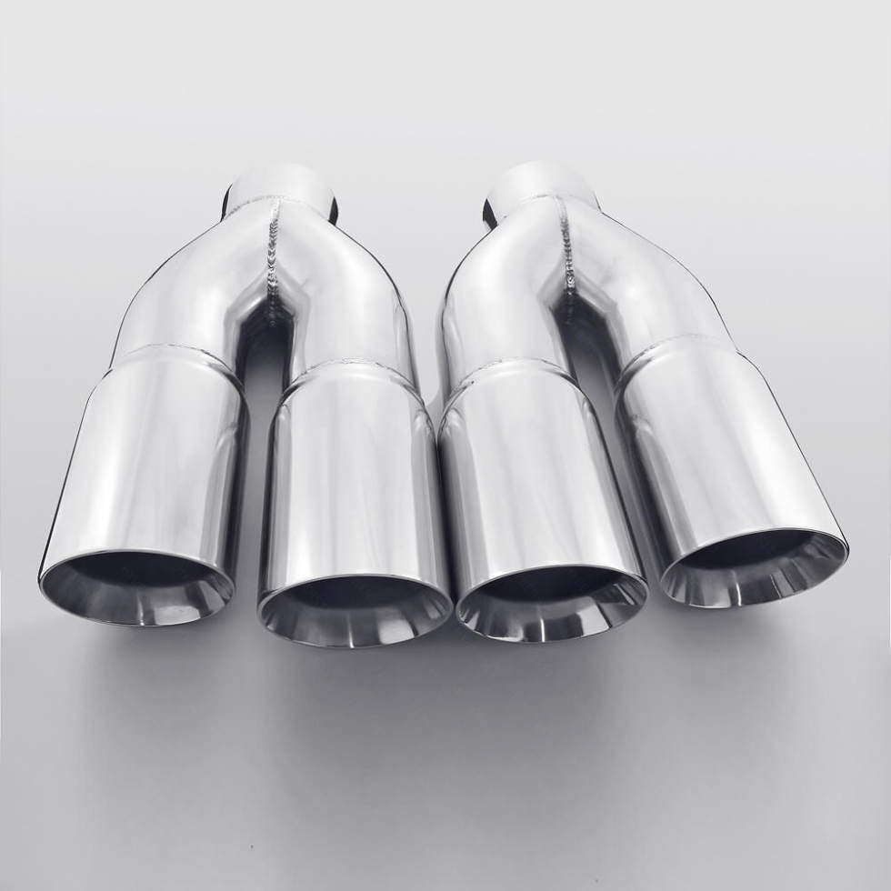 Quad 4 Inch Out 18 Long 3.5 Inlet Dual Wall 304 Stainless Steel Exhaust ...
