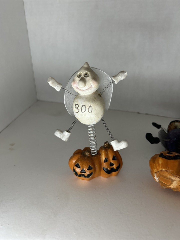 Witch And Ghost Pumpkin Bobbles Halloween Decor Bobble Heads ...