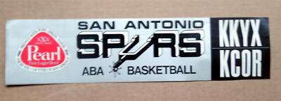 San Antonio Spurs ABA 10 " x 2 1/4 " Bumper Sticker . Pearl Beer- KKYX ...