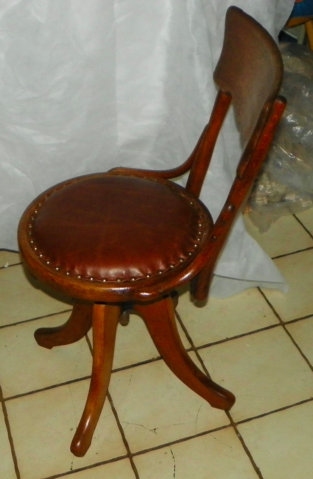 Quartersawn Oak Bank Teller Chair / Lab Stool with U of MO plate (SC249 ...