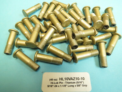 (40) Titanium 5/16”-24 x 1-1/8” Long Hi-Lok Aerospace Pin Bolt ...