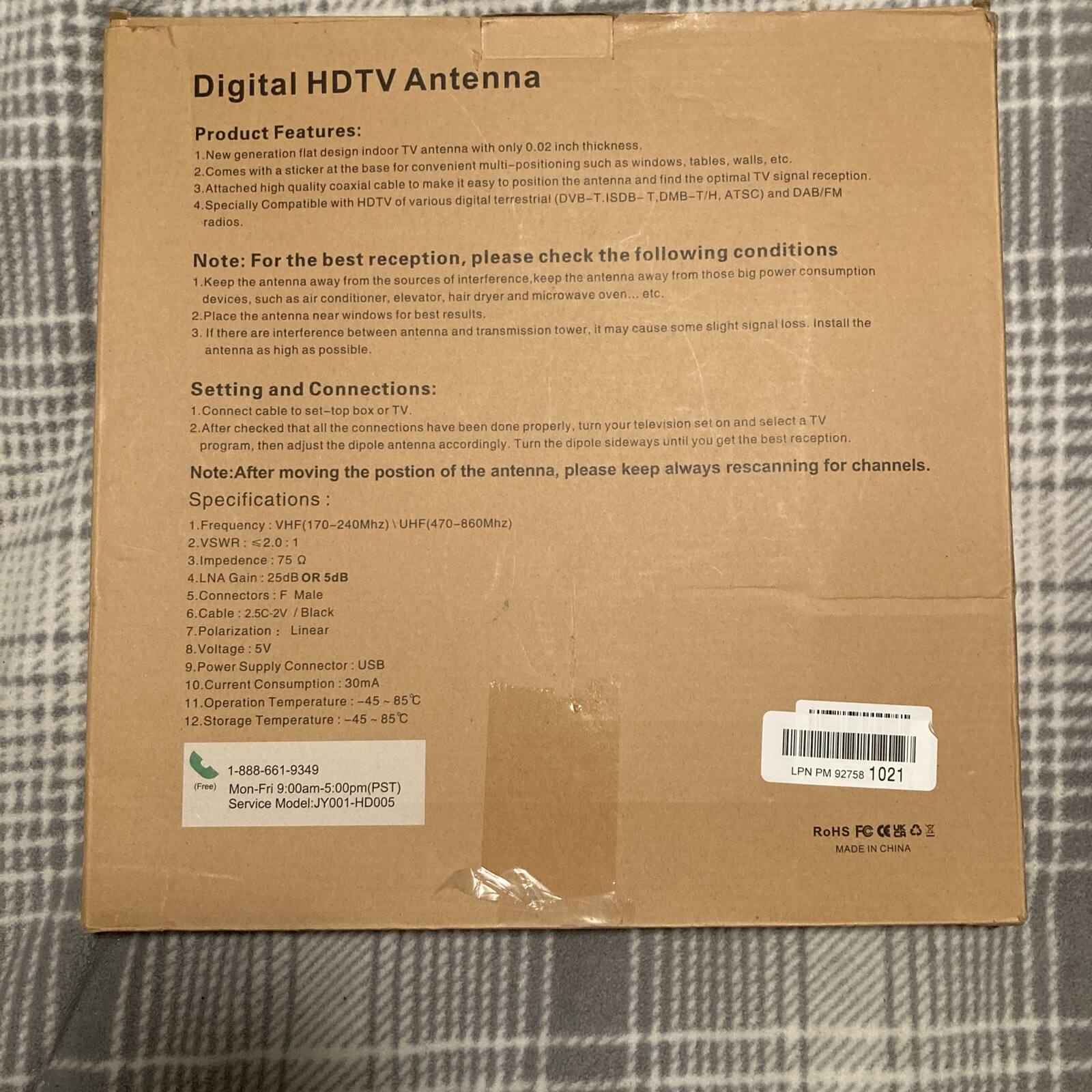 TV Antenna HD Digital Window Indoor HDTV Antenna with Coaxial Cable ...